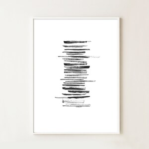 Thin Narrow Ink Stripes Wall Art Black White Minimalist - Etsy