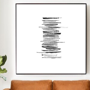 Thin Narrow Ink Stripes Wall Art, Black White Minimalist, Scandinavian ...