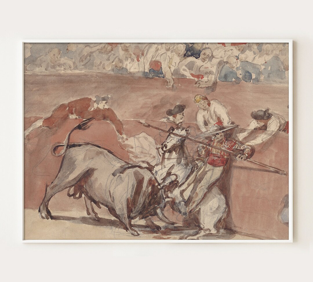 Vintage Painting Print, Rust Red Wall Art, Watercolor Drawing, Warm ...