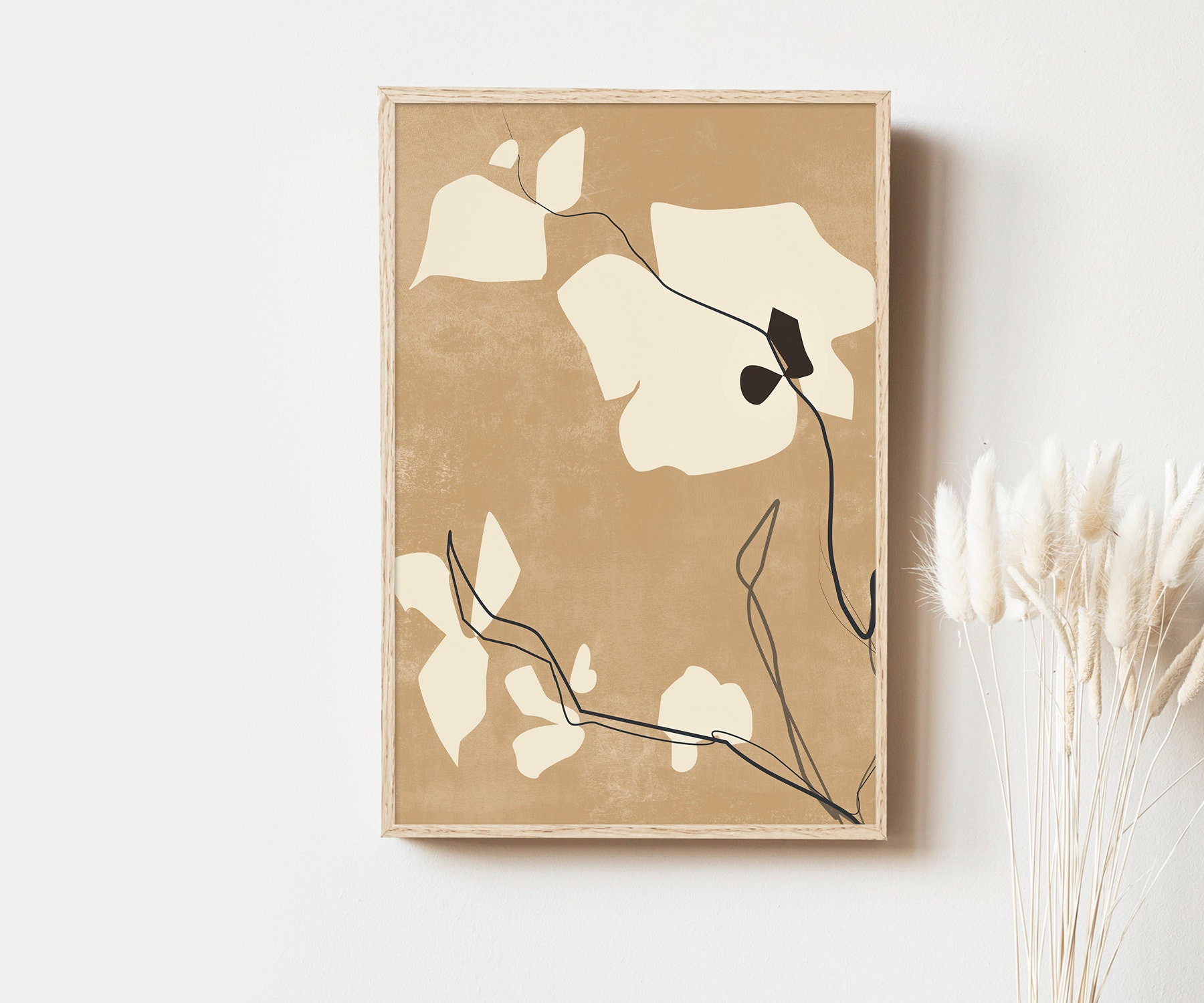 Botanical Wall Art Flower Artwork Earth Tone Wall Art | Etsy