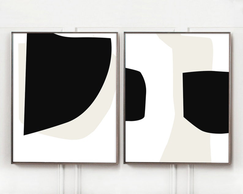 Abstract Art Set of 2 Printable Black and White Art - Etsy