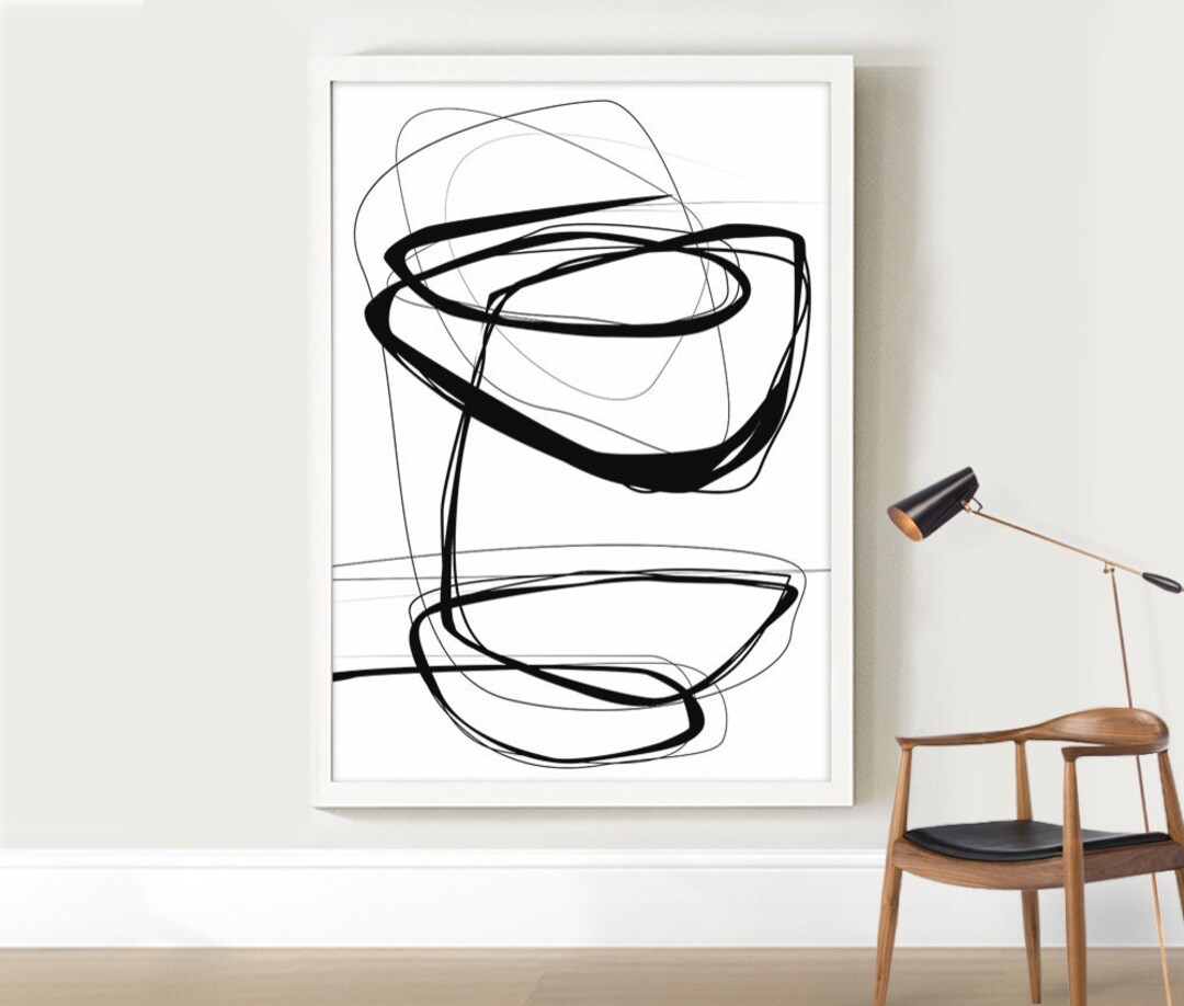 Black White Art, Abstract Painting Print, Abstract Art Printable, Line ...
