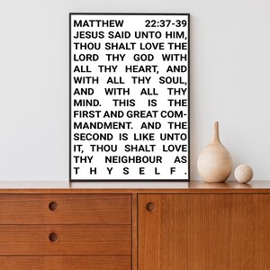 Printable Bible Verse 'matthew 22:37-39' Wall Art - 5 Different Poster ...