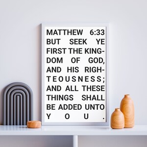 Printable Bible Verse 'matthew 6:33' Wall Art - 5 Different Poster ...