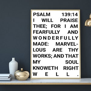Printable Bible Verse 'psalm 139:14' Wall Art - 5 Different Poster ...