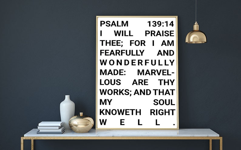 Printable Bible Verse 'psalm 139:14' Wall Art - 5 Different Poster ...