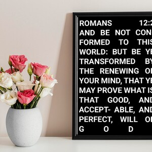 Printable Bible Verse 'romans 12:2' Wall Art - 5 Different Poster Sizes ...