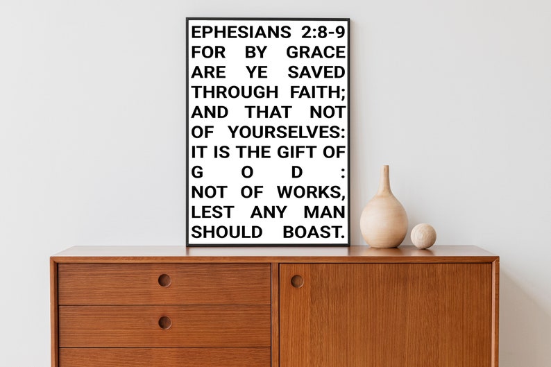 Printable Bible Verse 'ephesians 2:8-9' Wall Art - 5 Different Poster ...