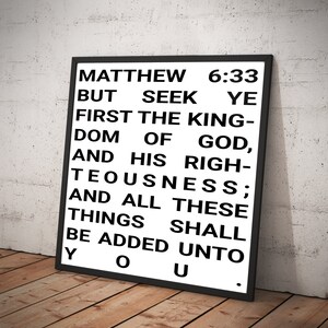 Printable Bible Verse 'matthew 6:33' Wall Art - 5 Different Poster ...