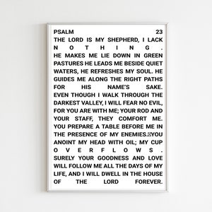 Printable Bible Verse 'psalm 23' Wall Art - 5 Different Poster Sizes ...