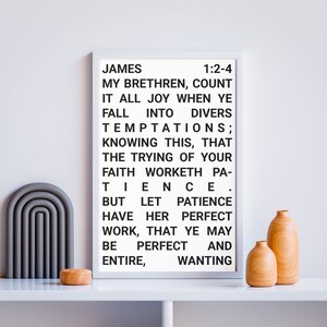 Printable Bible Verse 'james 1:2-4' Wall Art - 5 Different Poster Sizes ...
