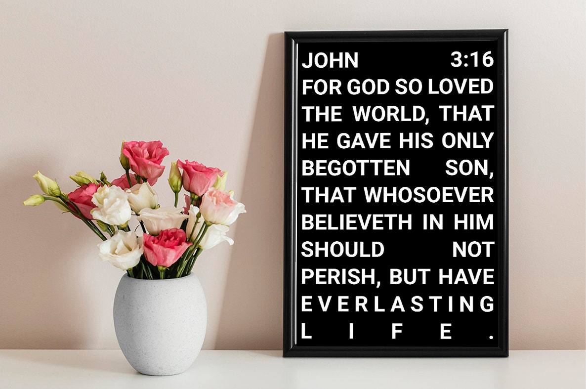 Printable Bible Verse 'john 3:16' Wall Art 5 - Etsy