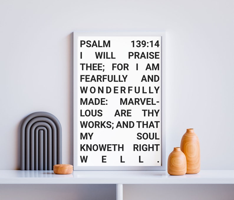 Printable Bible Verse 'psalm 139:14' Wall Art 5 Different Poster Sizes ...