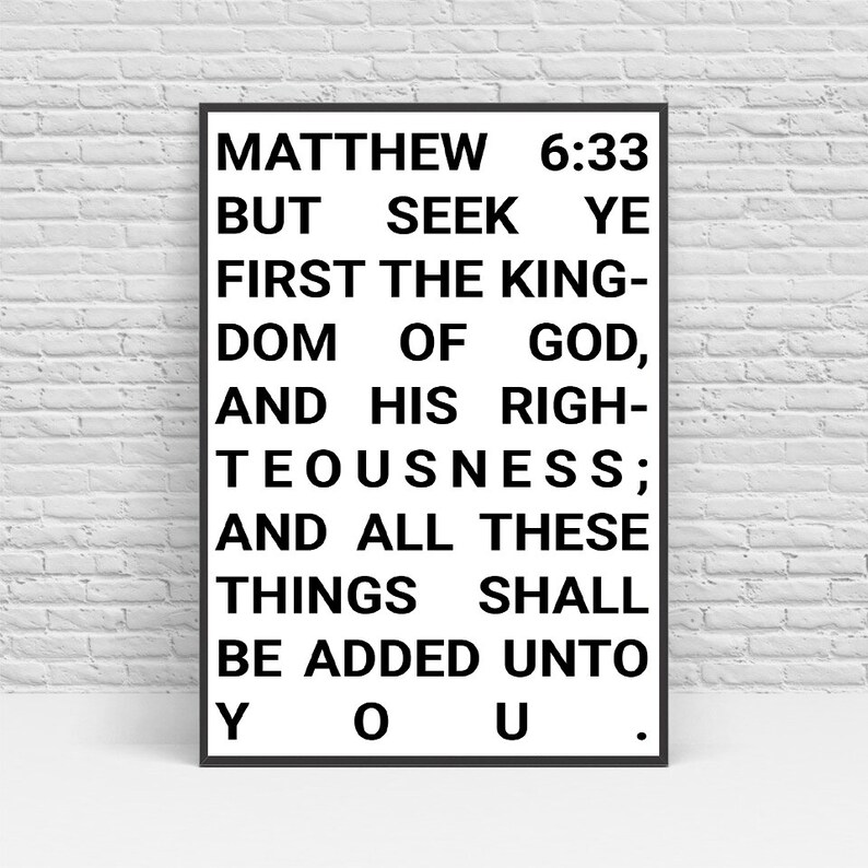 Printable Bible Verse 'matthew 6:33' Wall Art - 5 Different Poster ...