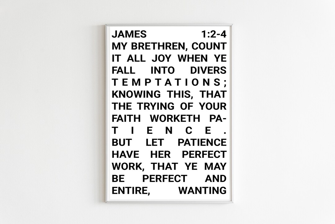 Printable Bible Verse 'james 1:2-4' Wall Art - 5 Different Poster Sizes ...