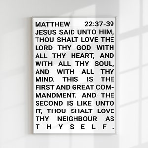 Printable Bible Verse 'matthew 22:37-39' Wall Art - 5 Different Poster ...
