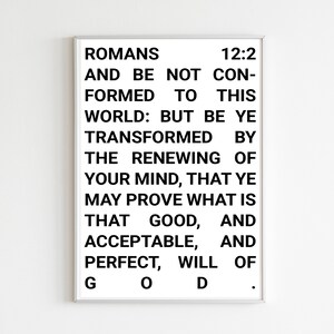 Printable Bible Verse 'romans 12:2' Wall Art - 5 Different Poster Sizes ...