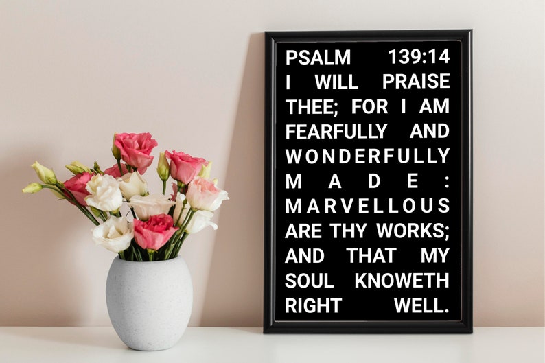 Printable Bible Verse 'psalm 139:14' Wall Art - 5 Different Poster ...