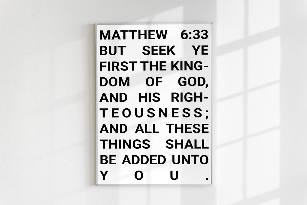 Printable Bible Verse 'matthew 6:33' Wall Art - 5 Different Poster ...