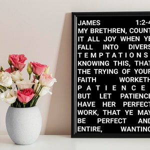 Printable Bible Verse 'james 1:2-4' Wall Art - 5 Different Poster Sizes ...