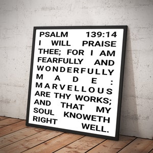 Printable Bible Verse 'psalm 139:14' Wall Art - 5 Different Poster ...