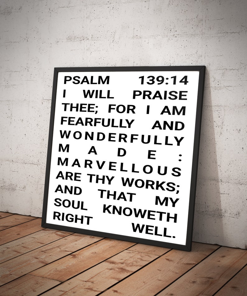 Printable Bible Verse 'psalm 139:14' Wall Art - 5 Different Poster ...