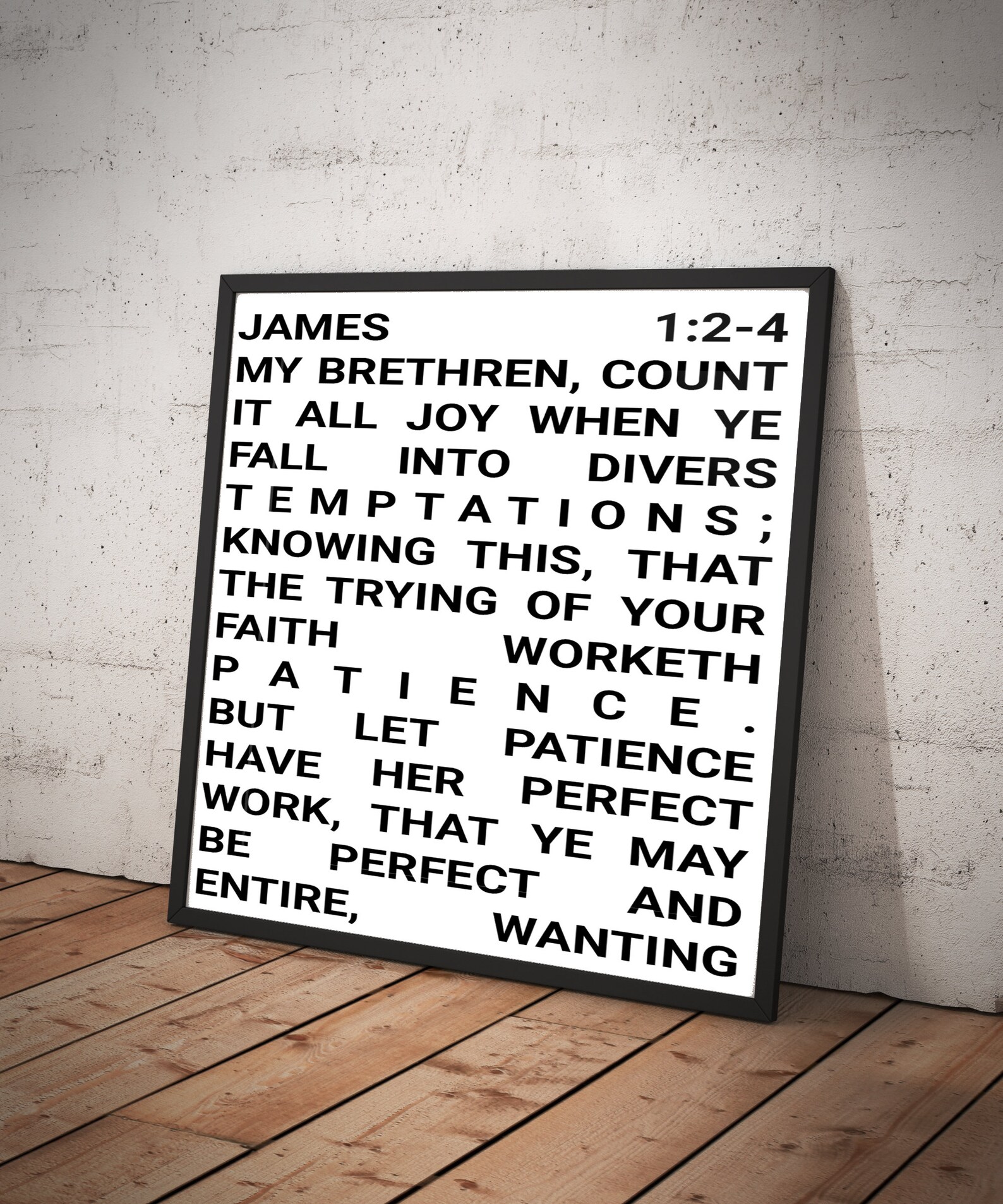 Printable Bible Verse 'james 1:2-4' Wall Art - 5 Different Poster Sizes ...