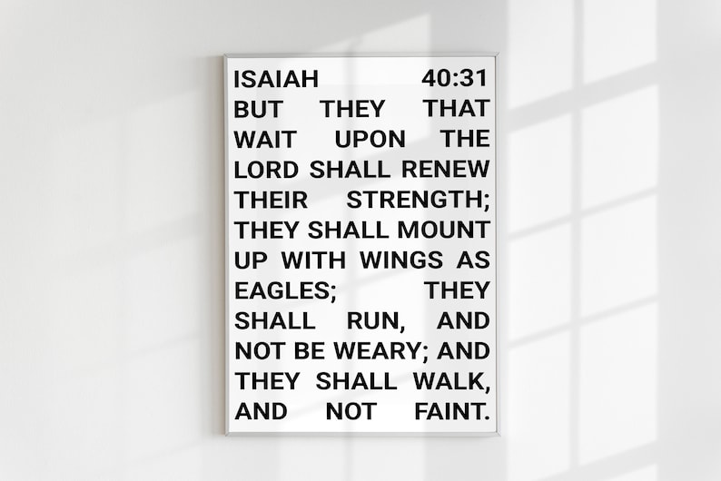 Printable Bible Verse 'isaiah 40:31' Wall Art 5 Different Poster Sizes for Frames Minimalist ...