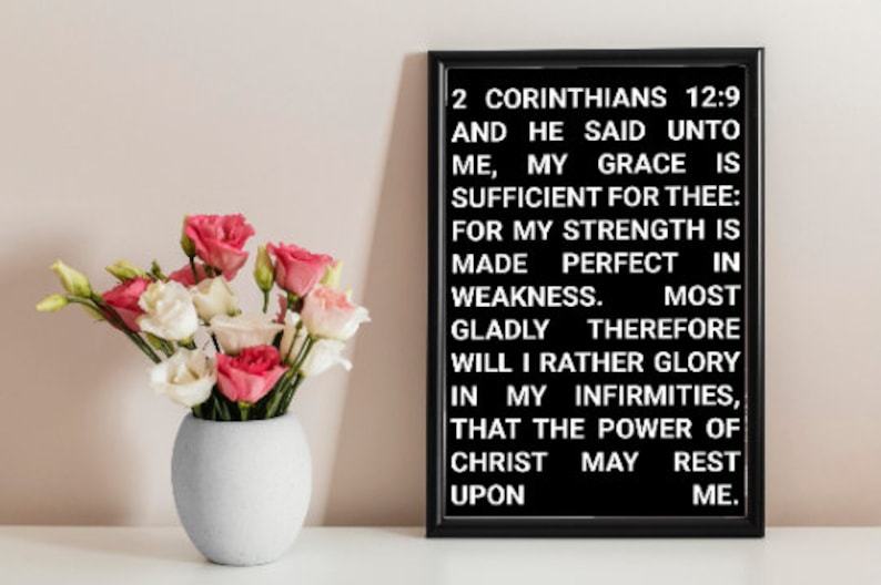 Printable Bible Verse '2 Corinthians 12:9' Wall Art 5 Different Poster ...