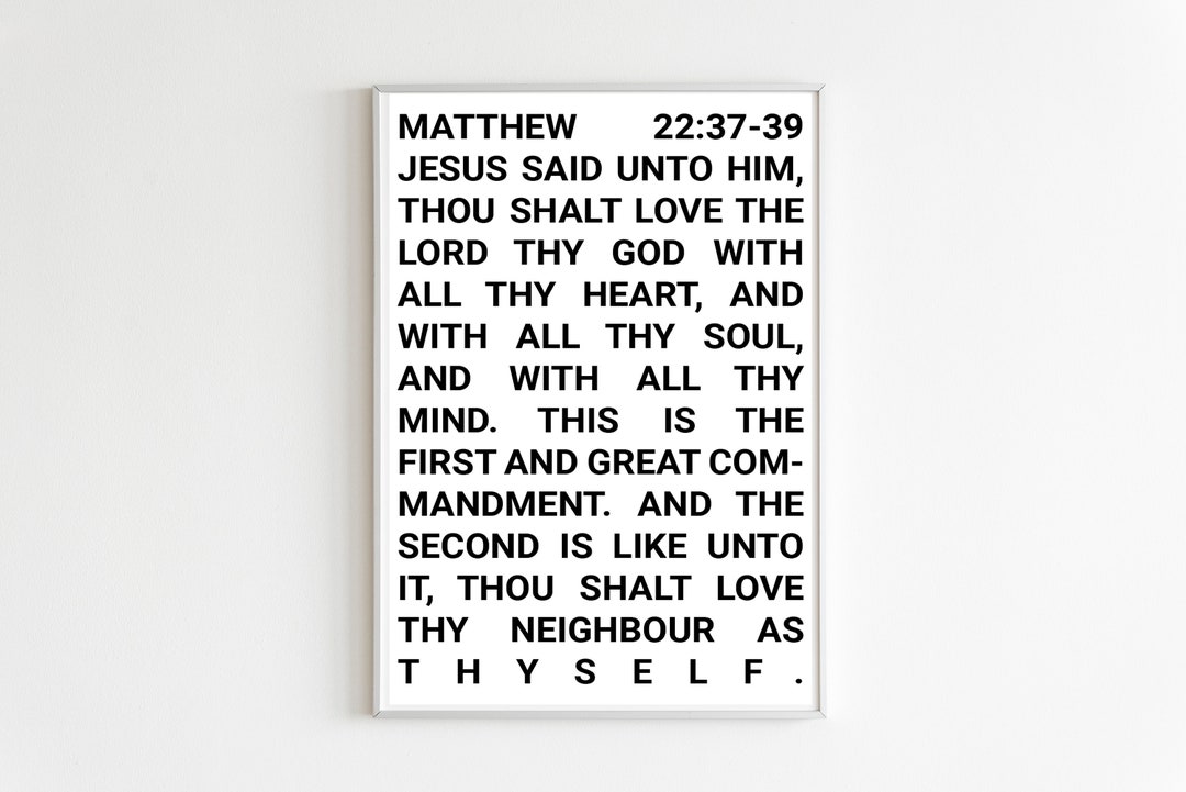 Printable Bible Verse 'matthew 22:37-39' Wall Art - 5 Different Poster ...
