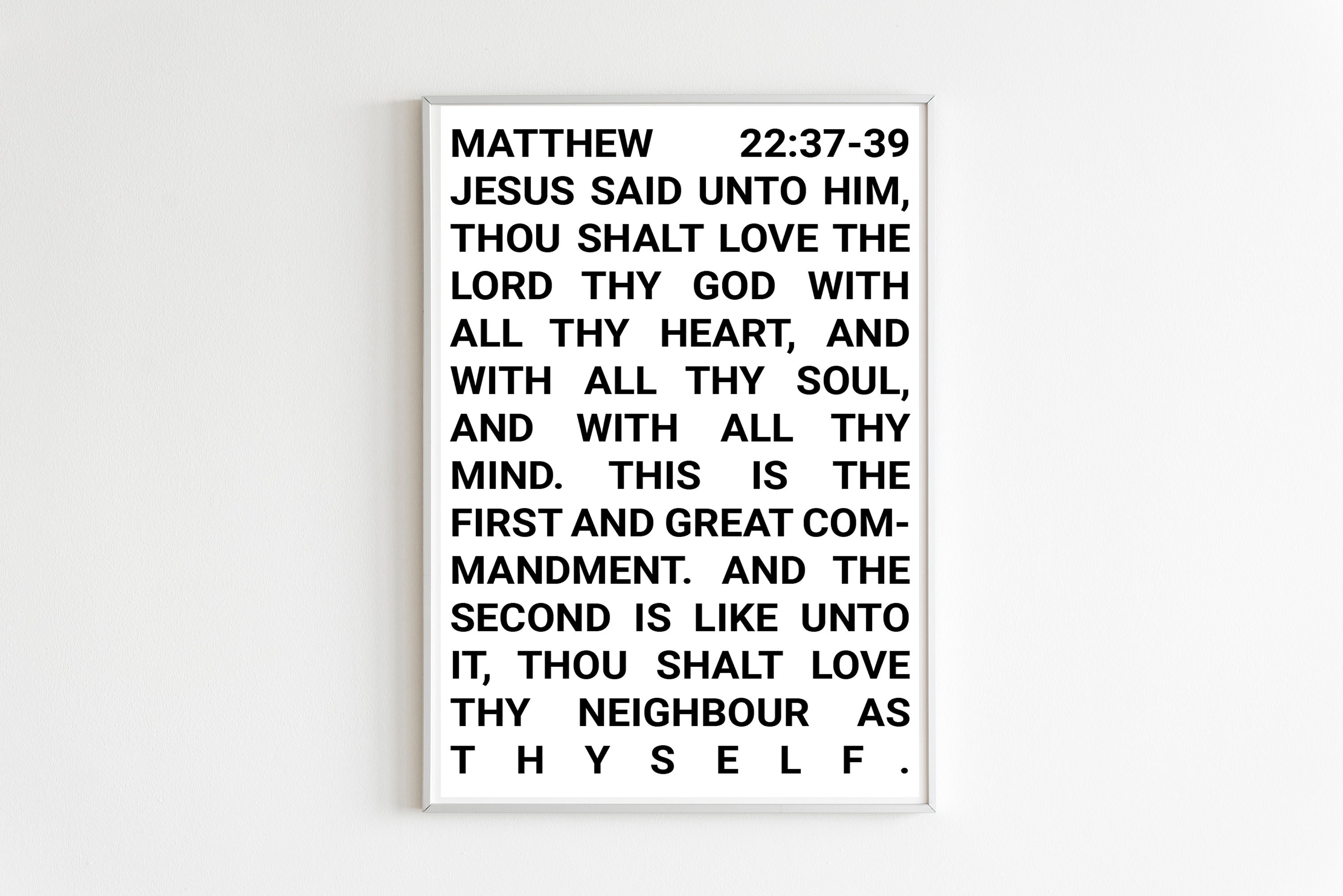 Printable Bible Verse 'matthew 22:37-39' Wall Art 5 Different Poster ...