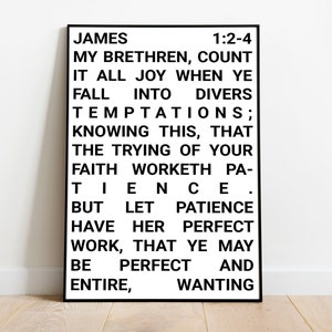 Printable Bible Verse 'james 1:2-4' Wall Art - 5 Different Poster Sizes ...