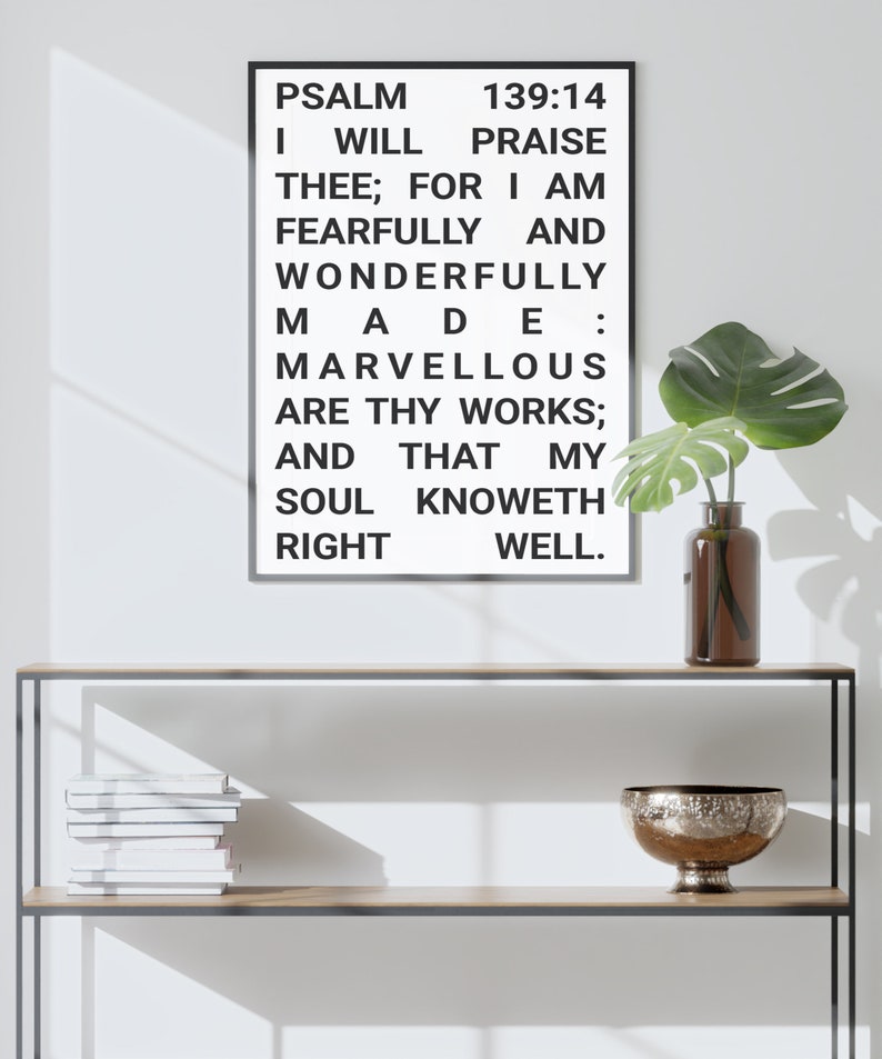 Printable Bible Verse 'psalm 139:14' Wall Art 5 Different Poster Sizes ...