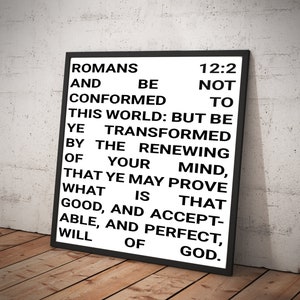 Printable Bible Verse 'romans 12:2' Wall Art - 5 Different Poster Sizes ...