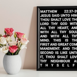 Printable Bible Verse 'matthew 22:37-39' Wall Art - 5 Different Poster ...