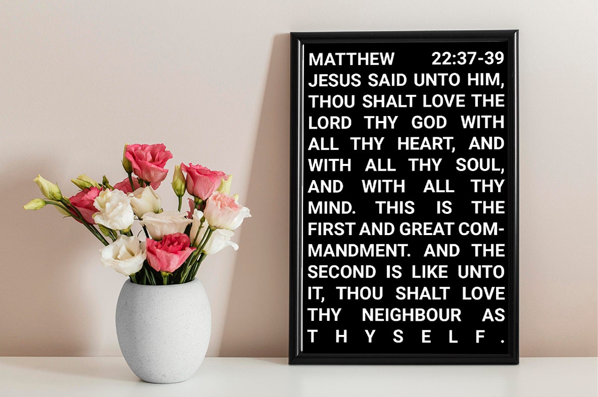 Printable Bible Verse 'matthew 22:37-39' Wall Art - 5 Different Poster ...
