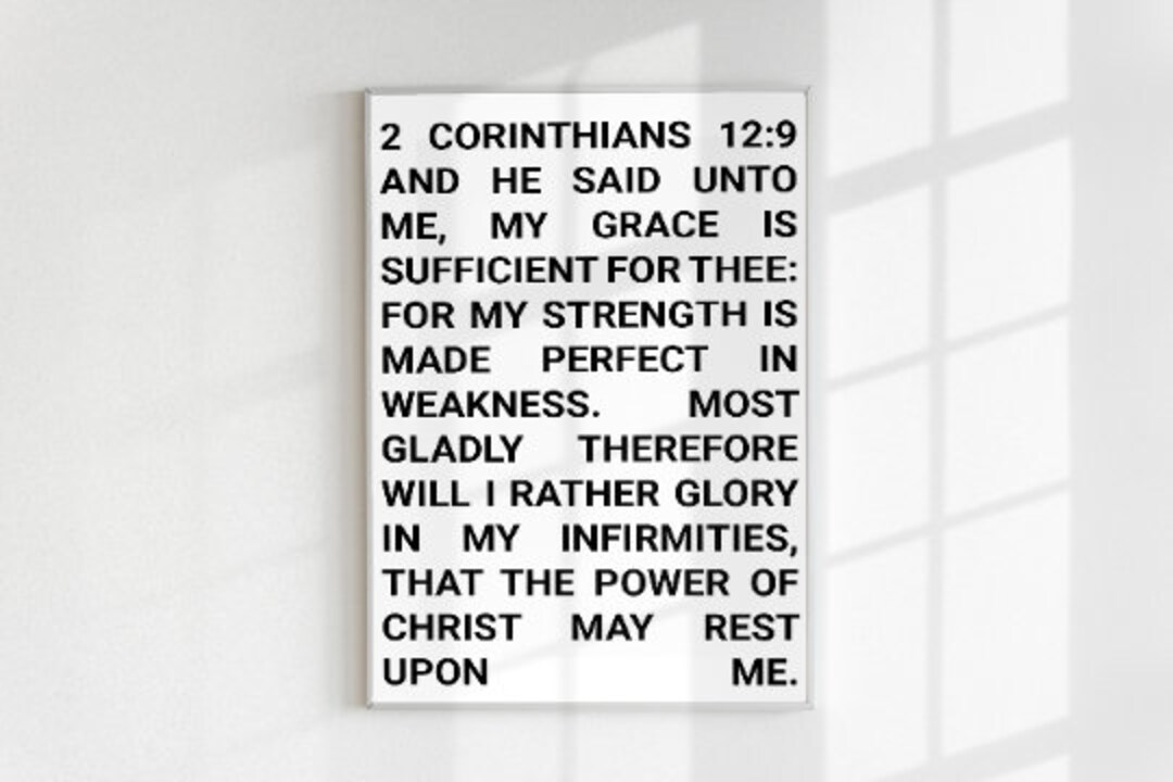 Printable Bible Verse '2 Corinthians 12:9' Wall Art - 5 Different ...