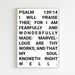 Printable Bible Verse 'psalm 139:14' Wall Art - 5 Different Poster ...