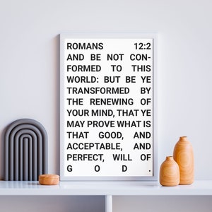 Printable Bible Verse 'romans 12:2' Wall Art - 5 Different Poster Sizes ...