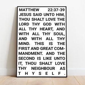 Printable Bible Verse 'matthew 22:37-39' Wall Art - 5 Different Poster ...