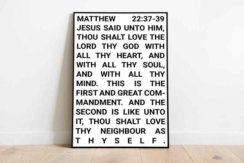 Printable Bible Verse 'matthew 22:37-39' Wall Art - 5 Different Poster ...