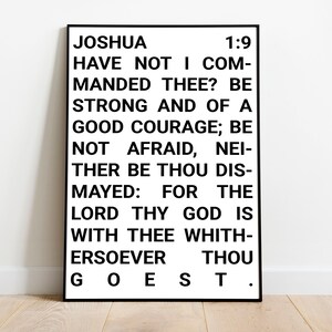 Printable Bible Verse 'joshua 1:9' Wall Art - 5 Different Poster Sizes ...