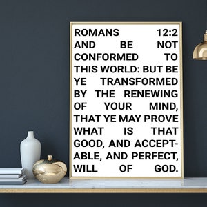 Printable Bible Verse 'romans 12:2' Wall Art - 5 Different Poster Sizes ...