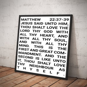 Printable Bible Verse 'matthew 22:37-39' Wall Art - 5 Different Poster ...