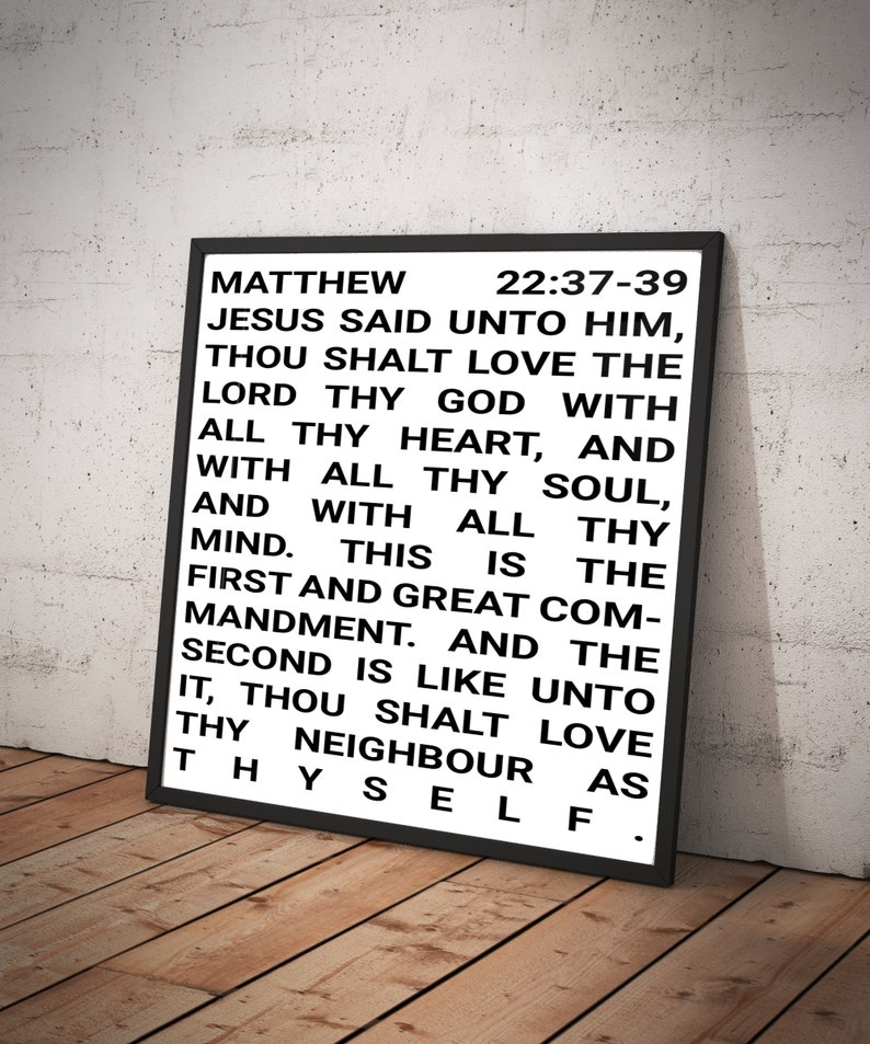 Printable Bible Verse 'matthew 22:37-39' Wall Art 5 Different Poster ...