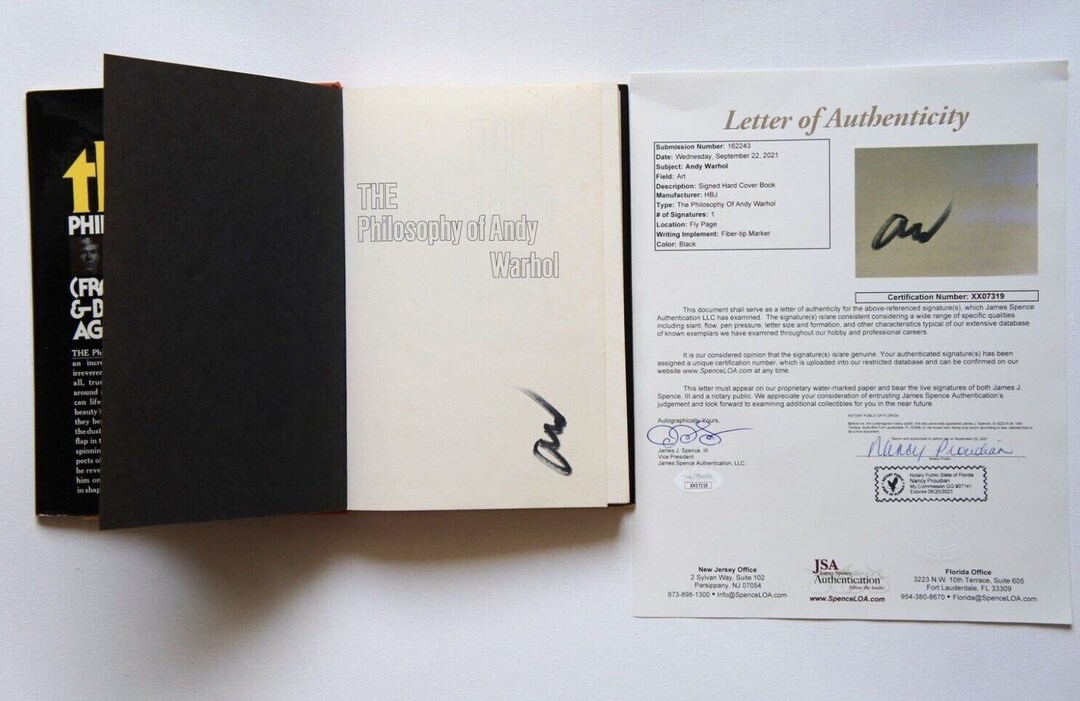 100% Authentic Andy Warhol Autograph Hand Signed Hard Cover Book JSA ...
