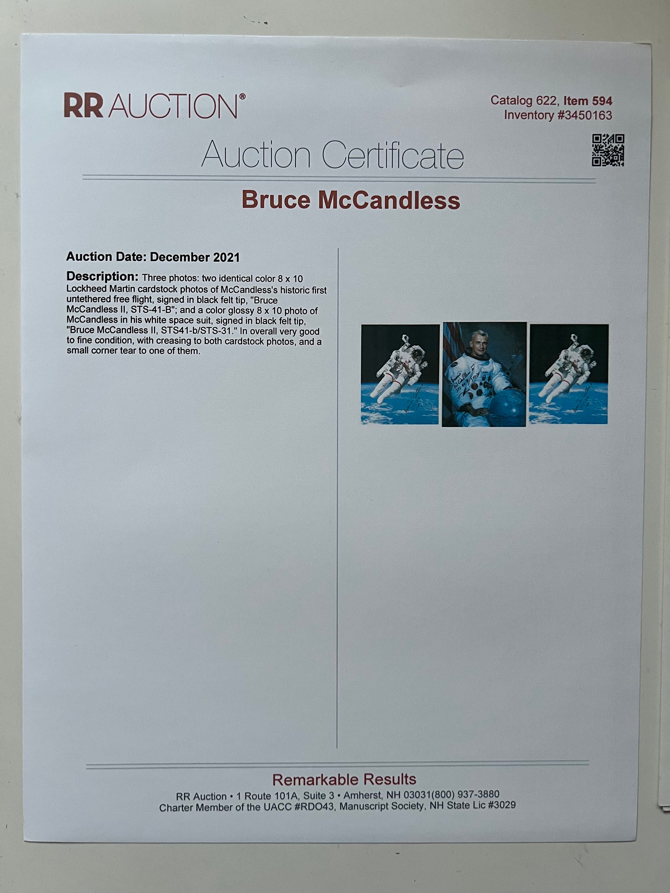 Bruce Mccandless II Autograph Signed Photo Space Shuttle Untethered ...