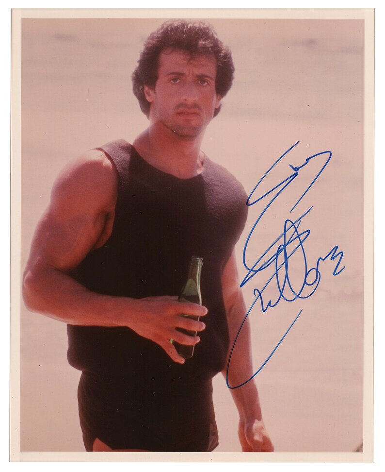 Colored Framed Glossy Photo 8x10 Signed by Sylvester Stallone With PSA ...