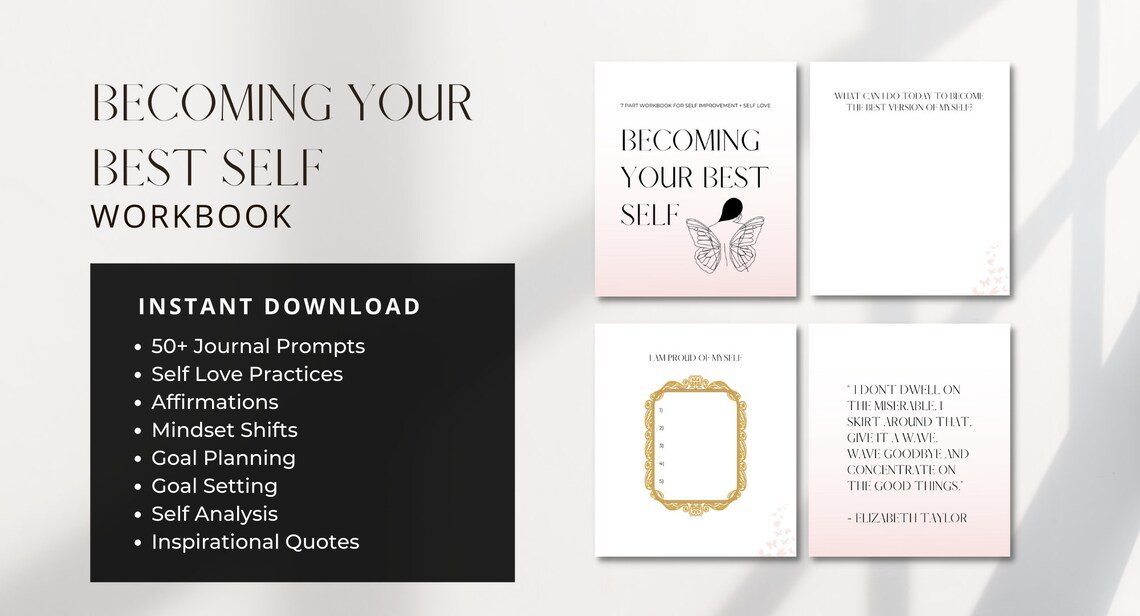 Best Self PDF Digital Workbook Journal for Women to Improve Mindset ...
