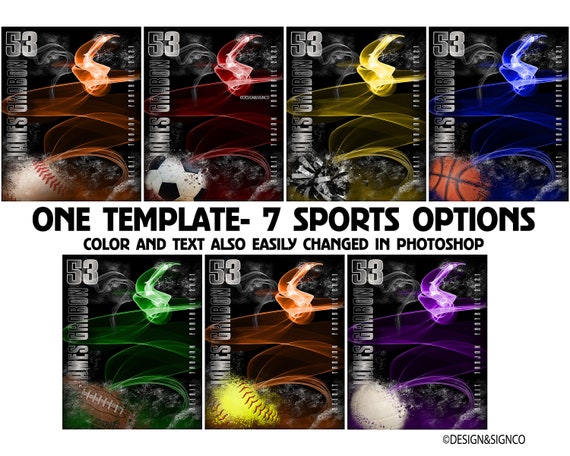 MULTI-SPORTS Template-8x10 Inches 300 Dpi-digital Download for - Etsy